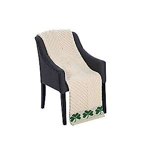SAOL Shamrock Aran Throw Irish Blanket 100% Merino Wool 45''x 68'' (114 x 173 cm)