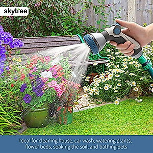 Skytree Hose Nozzle, Metal Garden Spray Hose Nozzle, 8 Patterns Thumb Control Hose Sprayer Nozzle in Lawn and Garden Classic