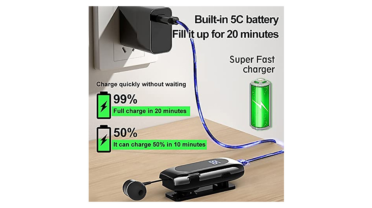 Lymoc Retractable Bluetooth Headphones | Wireless Earbuds with Fast Charge