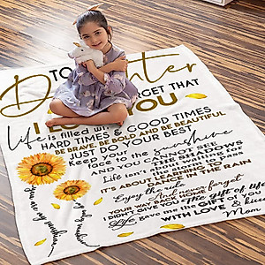 321DESIGN Sunflower Love Letter to My Daughter Fleece Flannel Throw Blanket Sherpa Microfiber Lightweight Plush for Couch Bed Sofa Car Kids Adults Pets All Seasons Multi-Size 50x40IN for Kids