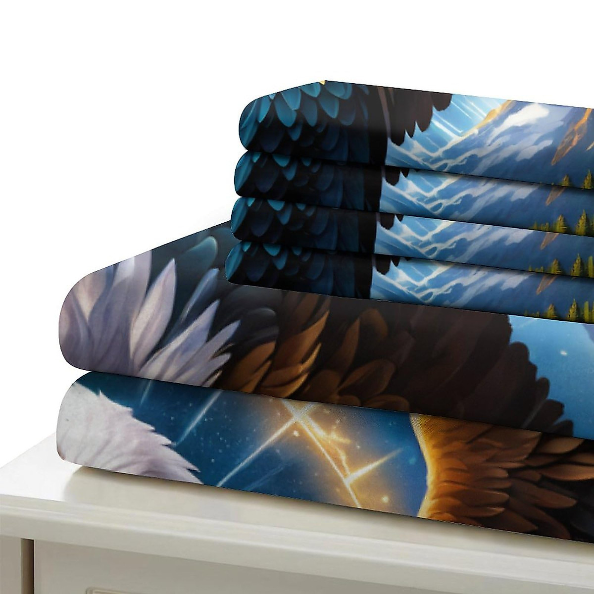 EVMILA Eagle Comforter Covers Quilt Cover 3D Print Water Reflection Duvet Cover for Boys Girls with Pillow Cases with Zipper Closure Soft Microfiber Bedding Set 3 Pieces Twin（173x218cm）