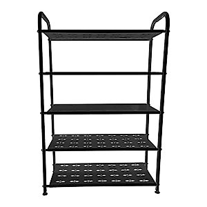 5 Tier Metal Shoe Rack Tall Shoe Shelf Storage Organizer, Show Storage Shoes Rack Garage Shelving Vertical Shoe Stand Stackable Boot, Free-Standing Shoe Racks for Entryway Hallway Living Room Closet