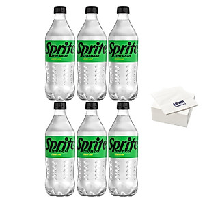Sprite Zero Sugar, 20 Ounce Bottles, (Pack of 6) with Bay Area Marketplace Napkins