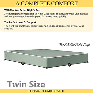Mattress Solution Firm Double Sided Tight top Waterproof Vinyl Innerspring Fully Assembled Mattress, Good for The Back, Twin, Green
