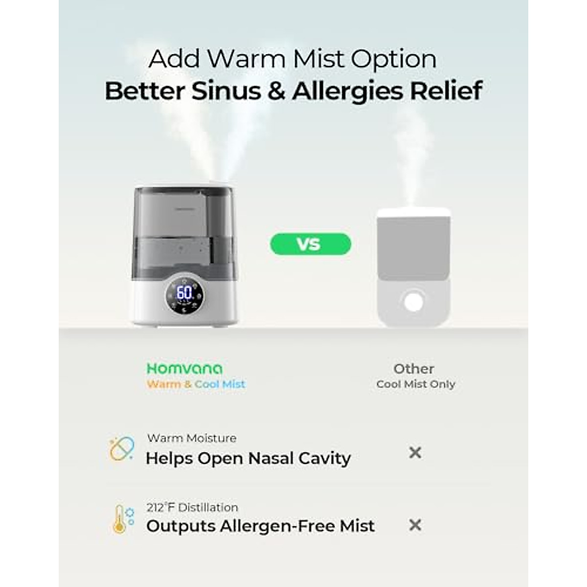 Homvana Humidifier Large Room, 7L (807ft²) Smart Warm and Cool Mist, Top-Fill Humidifiers for Bedroom Baby Nursery Grow Tent, Auto Adapt Mist Quick Air Humidity Indoor, Easy to Clean, Quiet, Diffusers