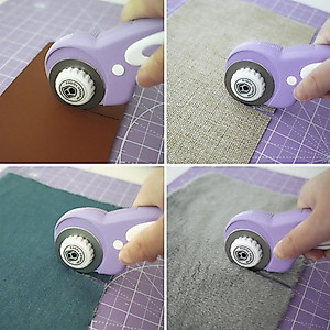 45mm Rotary Cutter for Fabric, Ergonomic Handle Rolling Cutter with Safety Lock for Fabric Leather Crafting Sewing Quilting, Fabric Cutter Wheel Perfect for Left & Right Hand (Purple)