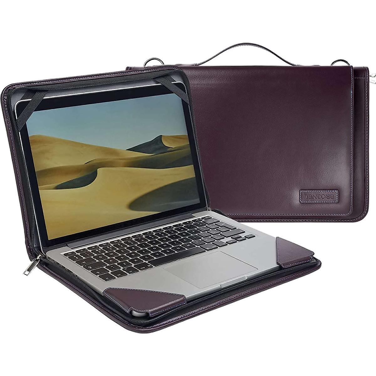 Broonel Purple Leather Laptop Messenger Case - Compatible with Toshiba Satellite Radius 12 / Toshiba Satellite Radius 11