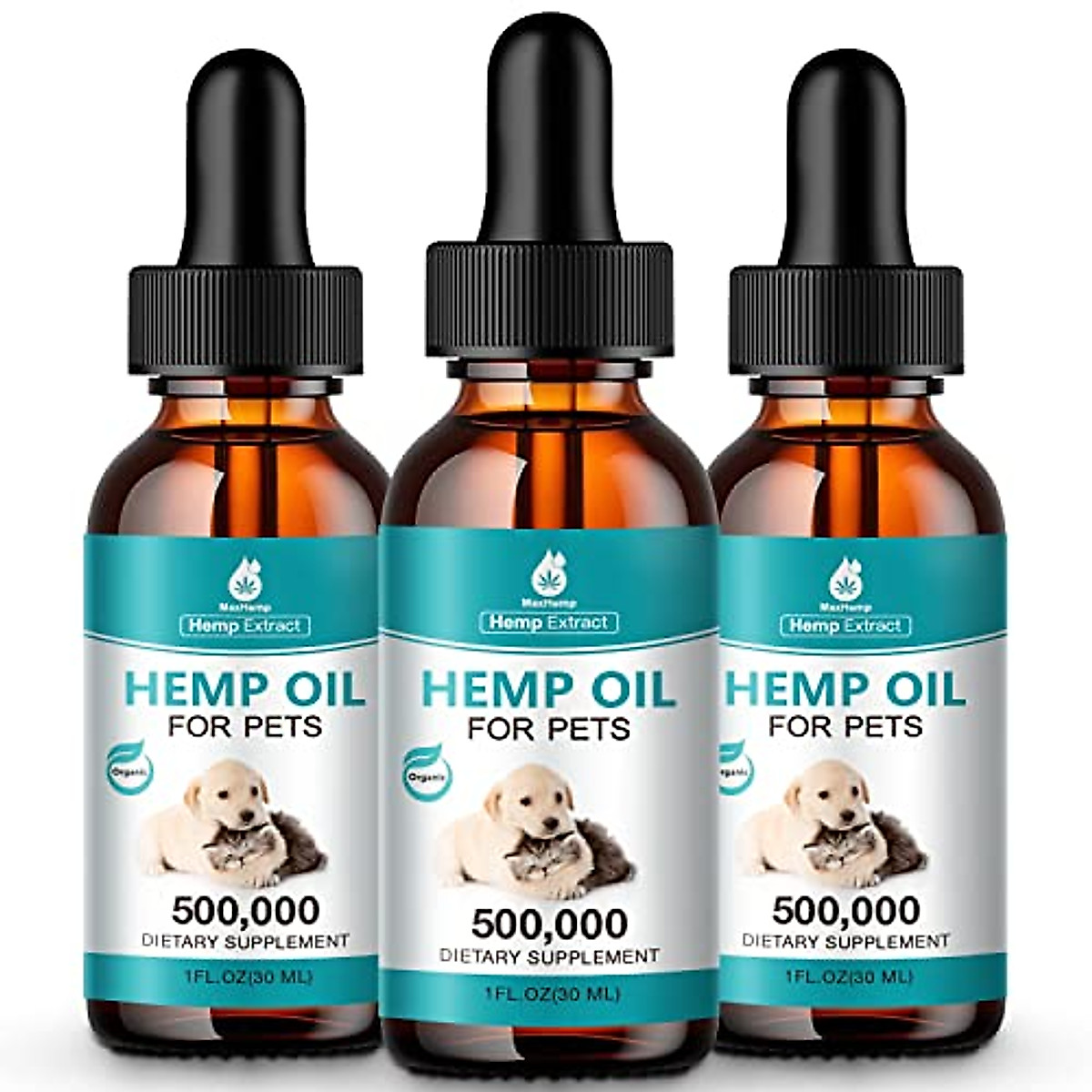 Hemp Oil for Cats and Dogs (3 Packs) Pet Hemp Drops Helps Anxiety Stress Pain Holistic Inflammation Skin Allergies Relief Joint Hip Аrthritis Sleep Aid Calm Tincture Oils, Organic Extract Treats