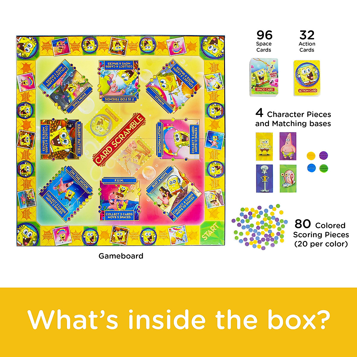 AQUARIUS SpongeBob Card Scramble Board Game - Fun Family Party Game for Kids, Teens & Adults - Entertaining Game Night Gift - Officially Licensed Merchandise