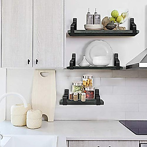 Flexzion Rustic Floating Book Shelves for Wall - Wall Mounted Set of 3 Floating Shelves for Bedroom, Bathroom, Kitchen, Living Room, and Plants - Floating Shelf, Dark Gray