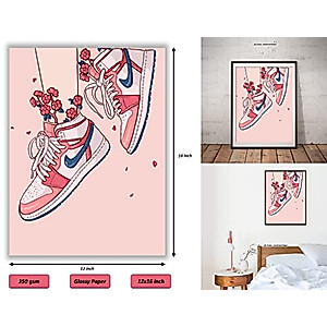 Hypebeast Girly Pink Sneaker Poster – (12x16 Inch) Unframed – AJ Wall art, Hypebeast Room Decor, Indie Wall Art Poster, Pink Room Decor, Sneaker Air Gym Shoes Shoebox Collection Aesthetic Cool Posters for Teen Girls Bedroom Room Dorm Wall Decor by LIYA De