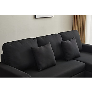 Bonrcea Sleeper Sectional Sofa with Storage Sofabed, Black