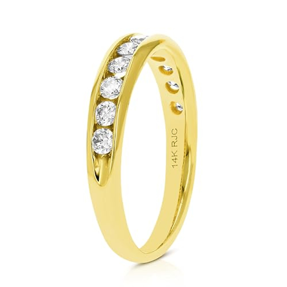 VIR JEWELS 1/2 carat (ctw) Diamond Wedding Anniversary Band for Women, Half Eternity Round Diamond Comfort Fit Engagement Ring 14K Yellow Gold Channel Set 0.50 cttw, Size 7.5