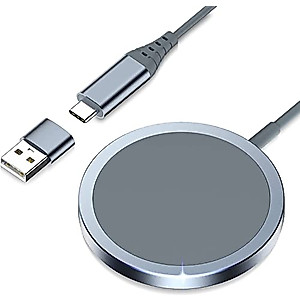 Compatible with MagSafe Charger for iPhone 14 - Mag Safe Magnetic Wireless Charger Pad for iPhone 14/14 Pro/14 Plus/14 Pro Max/13/13 Pro/13 Pro Max/13 Mini/12,[1 x USB C to USB Adapter][No AC Adapter]