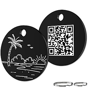 Personalized Dog id Tags - Customized Dog Tags - QR Code Pet ID Tags - Scanable Pet Location Alert Email (S4, Black 1 in)