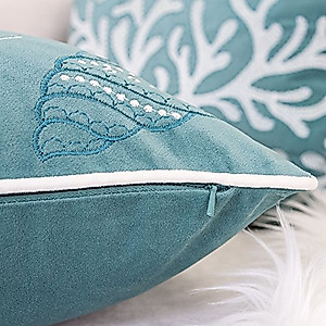 Homey COZY 71156-Seashell Accent Pillow, 1 Count (Pack of 1), Teal