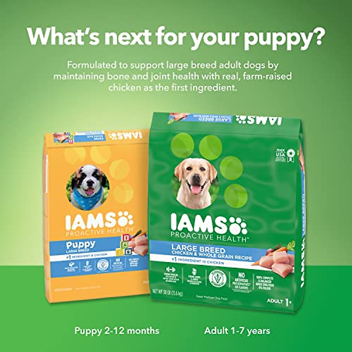 IAMS Smart Puppy Large Breed Dry Puppy Food with Real Chicken, 30.6 lb. Bag