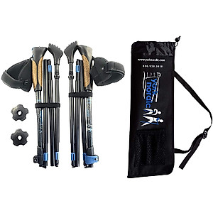 York Nordic Ultralight Folding Walking Poles - Travel Ready - with Rubber Feet, Baskets, and Bag (Nordic Grips - 5'3" to 5'7")
