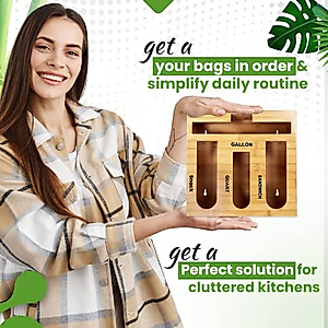 AGF Ziplock Bag Organizer for Kitchen Drawer, 4 in1 Food Baggie Dispenser Box, Food Storage Bag Organizer for Gallon, Quart, Sandwich, Snack And Variety Size Bags