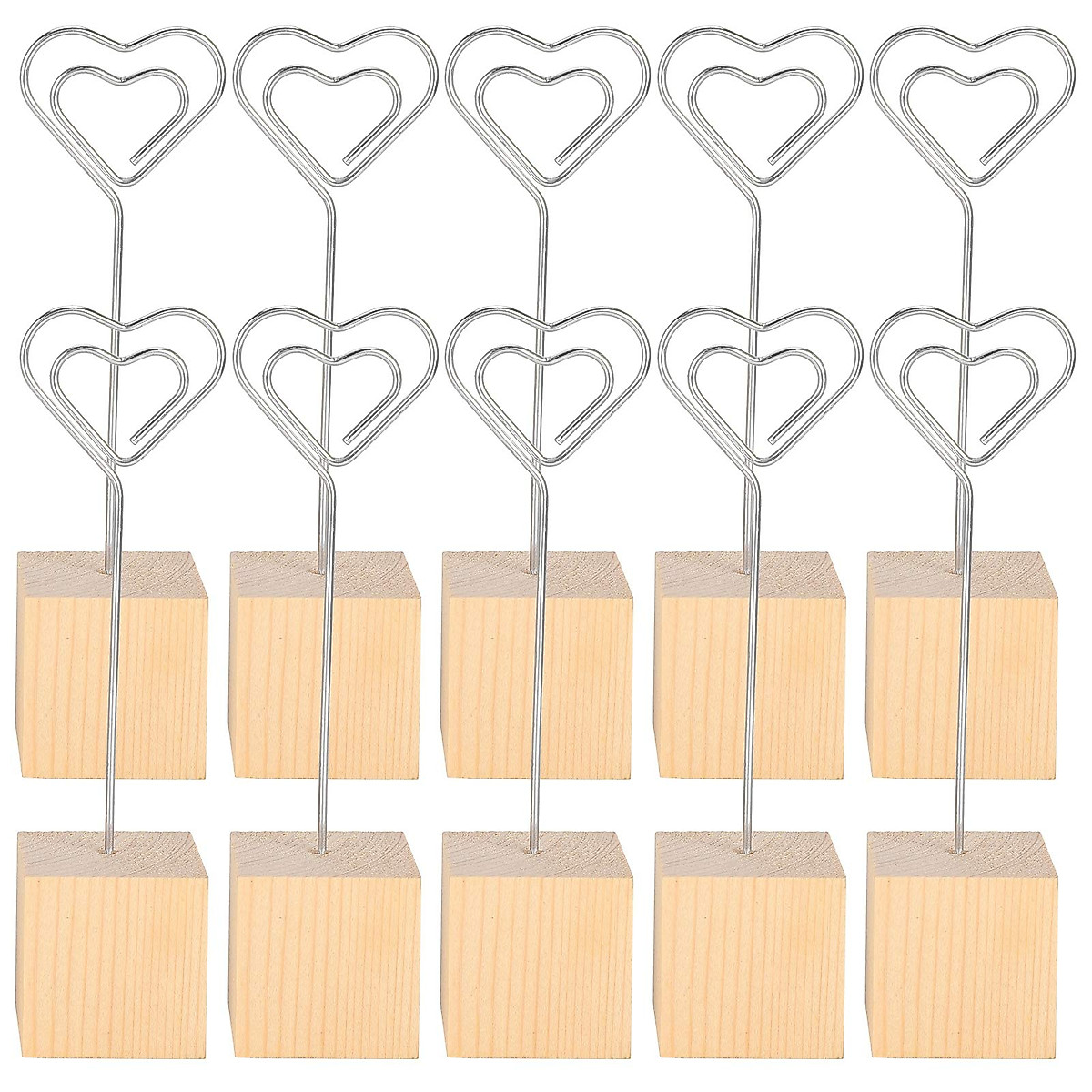 10Pcs Table Sign Holders Place Card Holder Table Number Holders Photo Holder Note Message Card Picture Metal Clip Stand with Wood Base Card Holder Stand for Wedding Centerpieces Bridal Shower