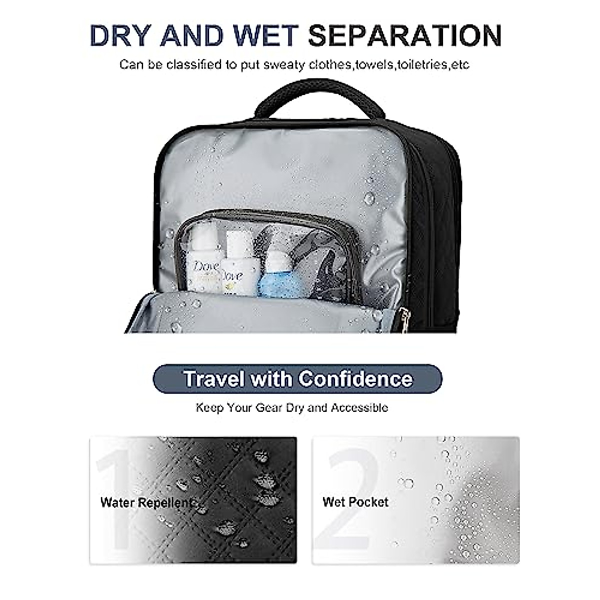 Travel Carry On Backpack for Women, Waterproof Laptop Backpack for Traveling on Airplane Hiking Gym Backpack with USB Charging Port Shoe Compartment, Black