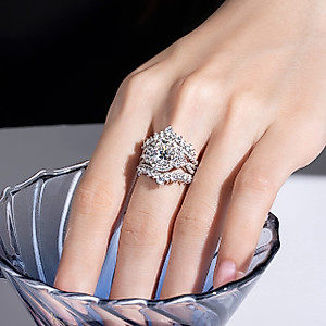 CannyCat 1.23 CTTW Moissanite Ring Enhancers 2 pieces Lab Created Diamond Curved Wedding Bands for Women Platinum Plated Silver Eternity Stacking Rings Wrap Guard for Engagement Anniversary Ring (9)