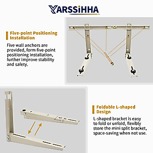 Yarssihha Mini Split Wall Mounting Bracket for Universal 7000-36000 BTU Ductless Air Conditioners Heat Pumps, Outdoor Heavy Duty Adjustable Wall Mount AC Bracket, Max Load: 400LBS