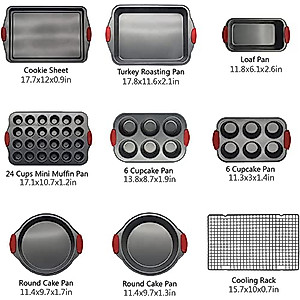 NBFTLTOP Carbon Steel Nonstick Bakeware Set, 9 Pieces Rimmed Baking Trays Cupcake Muffin Roasting Loaf Pan Cookie Sheets (Style 1)