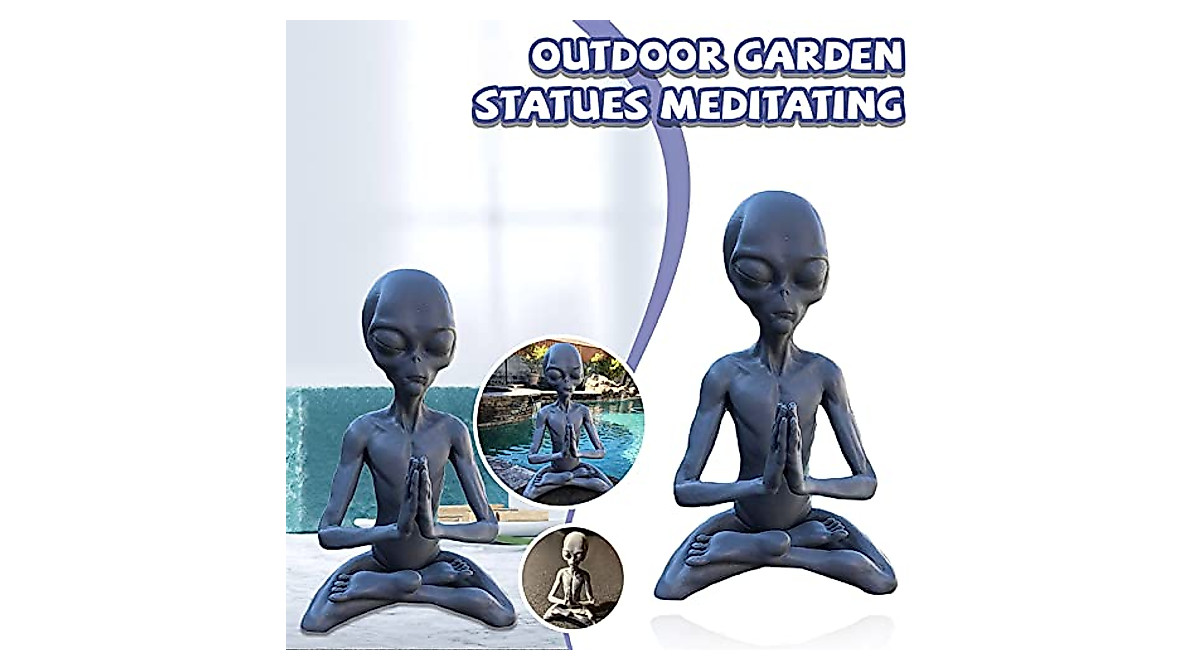Meditating Alien Garden Statue - Unique Resin Art & Decor