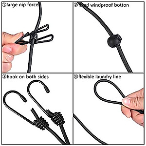 Vshinic Portablel Clothesline Retractable Clothesline,Clothesline Outdoor & Indoor Laundry Line Windproof Washing Line with Anti-Skid 12pcs Clothespins Black