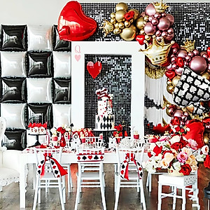 Black And White Square Foil Balloons Wall Backdrop Double Sided Balloon Arch Garland Kit for Anniversary Bachelorette Birthday Engagement Bridal Baby Shower Party Decorations