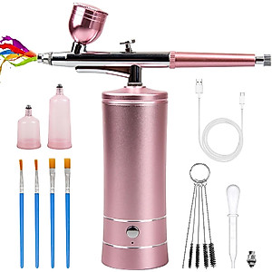 Airbrush-Kit Rechargeable Cordless Airbrush Compressor - Auto Handheld Airbrush Gun, Airbrush Set Portable Wireless Air Brush for Barber, Nail Art, Cake Decor, Makeup, Model Painting