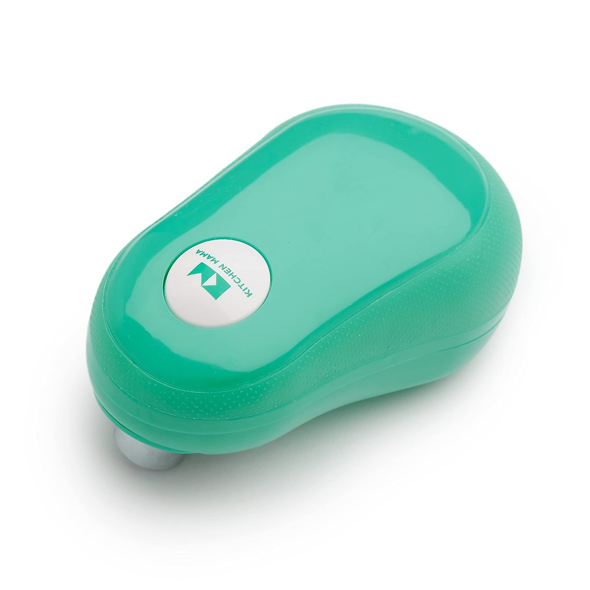 Kitchen Mama One Touch Electric Can Opener: Open with Simple Press of A Button - Auto Stop As Task Completes, Ergonomic, Smooth Edge, Food-Safe, Battery Operated (Teal)