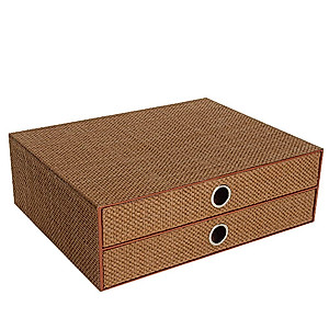 File cabinets LITING Drawer Type Desktop Woven Paper Multi-Layer Bookcase Finishing Desk Shelf (Color : Coffee Color)