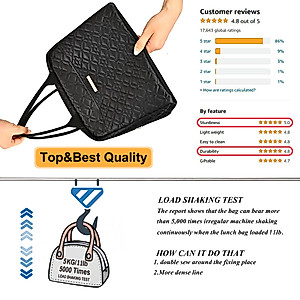 LOKASS Lunch Bag Women Insulated Lunch Box Thermal Lunch Tote Bags for Adults Work(Black-Embroidery)