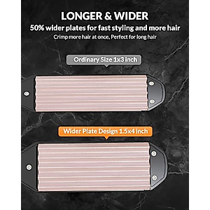 Dmriektu Hair Crimper for Volumizing Fluffy Hairstyle, Crimper Hair Iron with Ceramic Plates, Crimping Iron Tool for Women Girls Hair Waver Dual Voltage, Auto Off