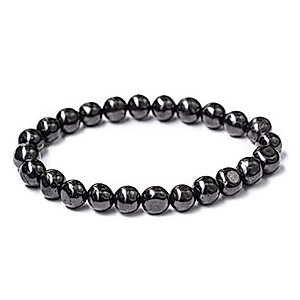 Shungite Beaded Bracelet Stretch Round Strand 6.5" is a Spectacular Stone contains natural C60 Fullerene Formed in The Heart of Shungite Mine Type II from Russia