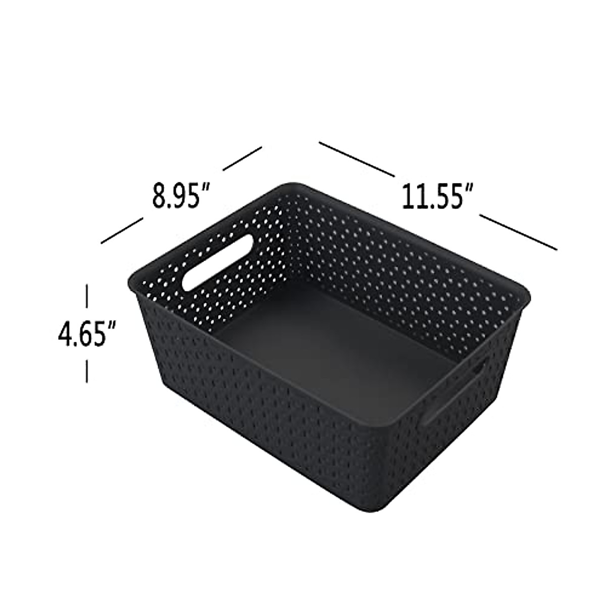 Teyyvn Plastic Storage Basket, 11.6" x 8.9" x 4.7", Pack of 4, Dark Gray