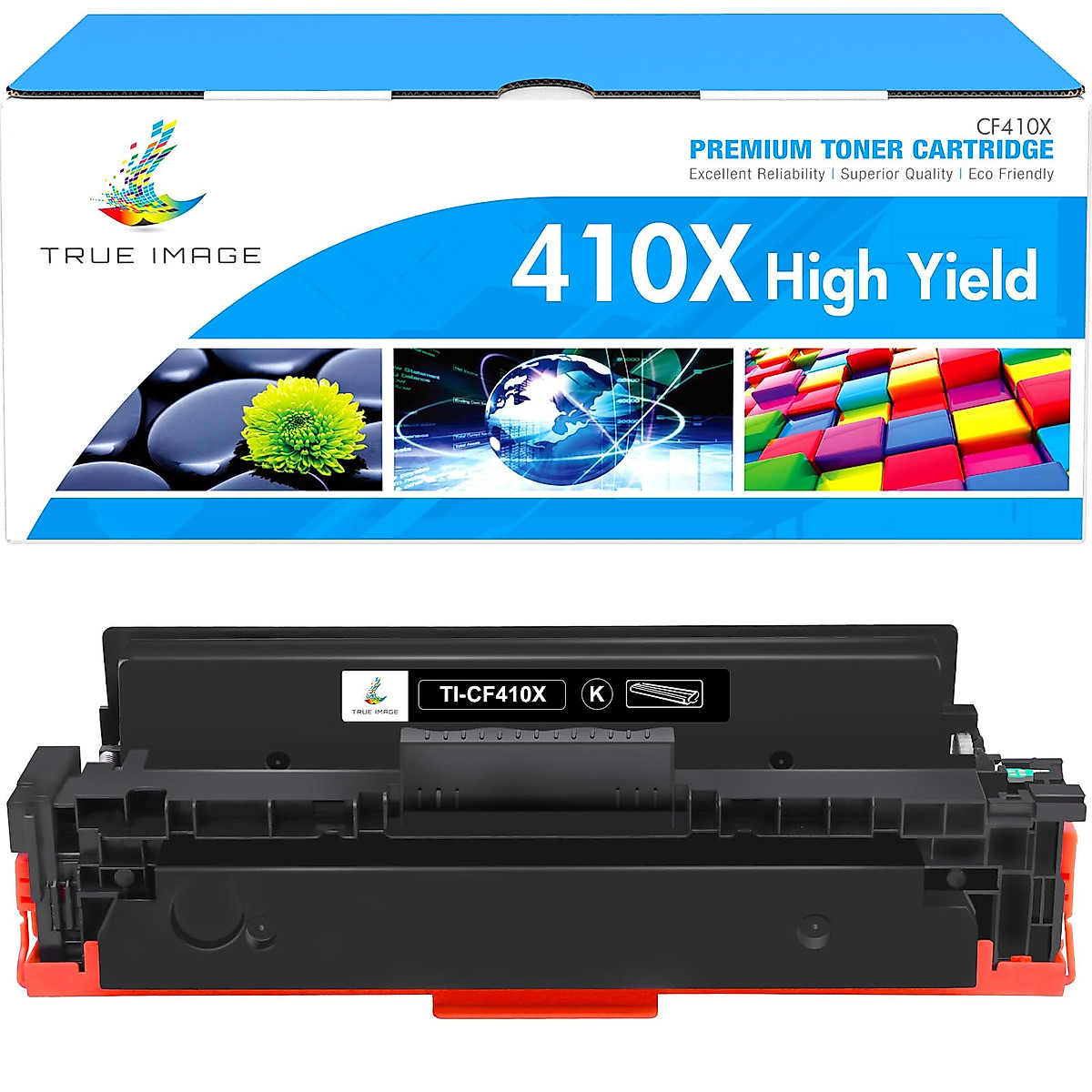 TRUE IMAGE Compatible Toner Cartridge Replacement for HP 410X CF410X CF410A 410A M477 M452 Color Pro MFP M477fdw M477fnw M452dw M477fdn M452nw M452dn M377dw Printer Ink (Black, 1-Pack)