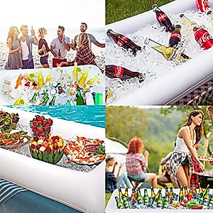 Moon Boat 2 PCS Inflatable Serving/Salad Bar Tray Food Drink Holder - BBQ Picnic Pool Party Buffet Luau Cooler,with a drain plug