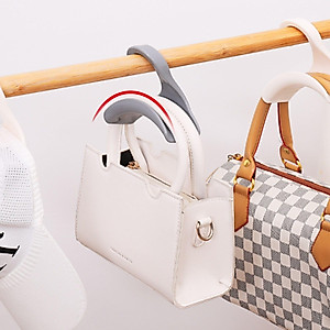 [6-Pack] Widen Purse Hanger Hook for Closet,Bag Hanger and Closet Hanger for Storing and Organizing Handbag ,Cap, Headphone, Backpack,Bag, Protecting Bag Shape & Organizing Space, Plastic White