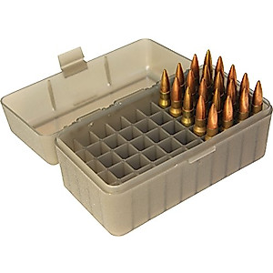 MTM 50 Round Flip-Top Rifle Ammo Box 220 Swift 243 308 Win, Gray