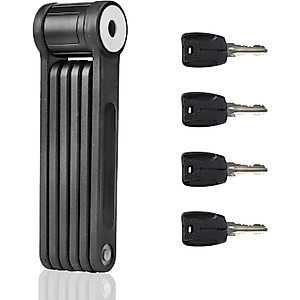 BIGLUFU Bike Lock Bicycle Scooter Motorcycle Folding Locks with 4Keys, Fold Chain Heavy Duty Alloy Steel Foldable Lock with Mounting Bracket 2pc Straps, 86cm/34 Unfolding, 1.92 lbs