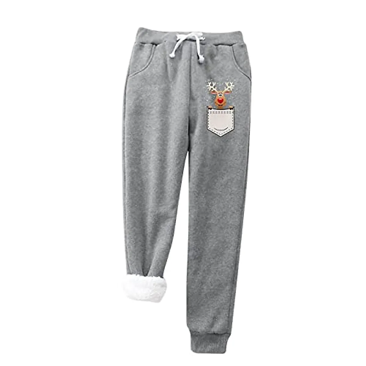 High Waisted Sweatpants for Women,High Waisted Sweatpants for Women Xmas Reindeer Print Drawstring Workout Active Joggers Straight Leg Casual Lounge Bottoms Santa Claus Print Grey XL