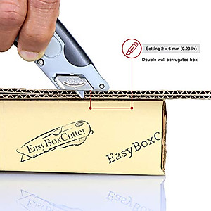 Modern Box Cutter, auto retract, blade vanishing technology, extra tape cutter at back, dual side edge guide, 3 blade depth setting, 2 blades and holster - Grey Color 4000
