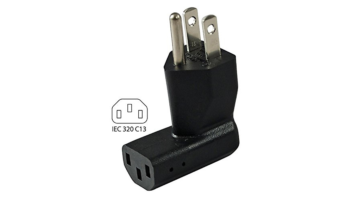 Conntek US 3 Prong to IEC C13 Elbow Plug Adapter