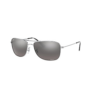 Ray-Ban RB3543 Chromance Aviator Sunglasses, Silver/Polarized Grey Mirrored Silver, 59 mm + 0