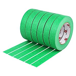 BOMEI PACK Painters Tape, Car Paint Green No Residue Automotive Masking Tape, Clean Removal Green Masking Tape, UV Resistant, 0.94 Inches x 55 Yards, 6 Rolls