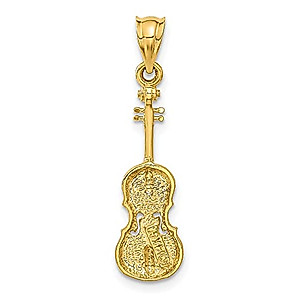 IceCarats 14K Yellow Gold Violin Necklace Charm Pendant Only