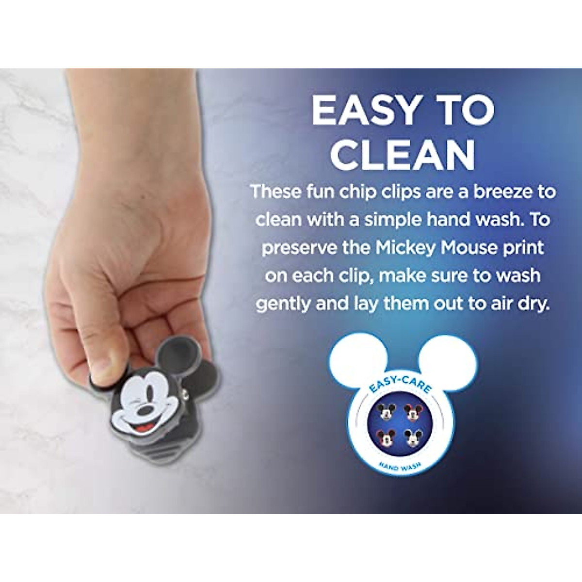 Disney Mickey Mouse Bag Clips, Set of 4 - Durable Plastic Clips